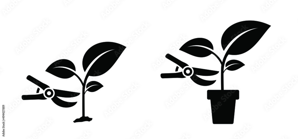 Pruning shears. Prune, cut or trim logo. Vector icon or pictogram ...