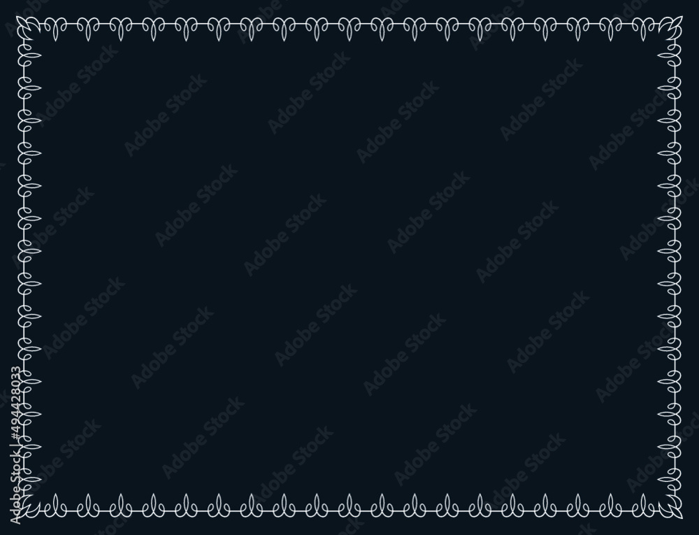 Vector black background with border frame. Rectangular horizontal ...