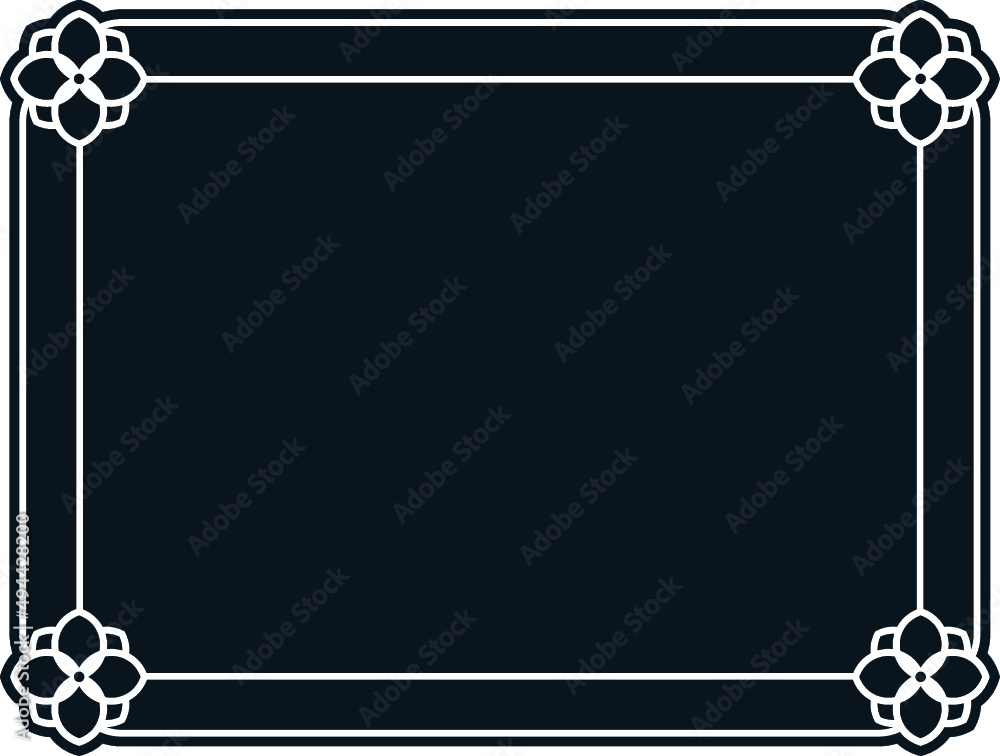 Vector black background with border frame. Rectangular horizontal ...