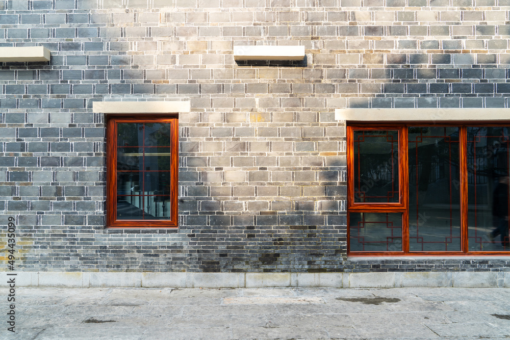 Old brick wall with brick filled window Stock Photo | Adobe Stock