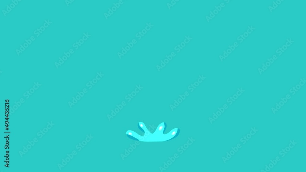 Cartoon big water rain drop. Drop animated with finish splash. Alpha ...
