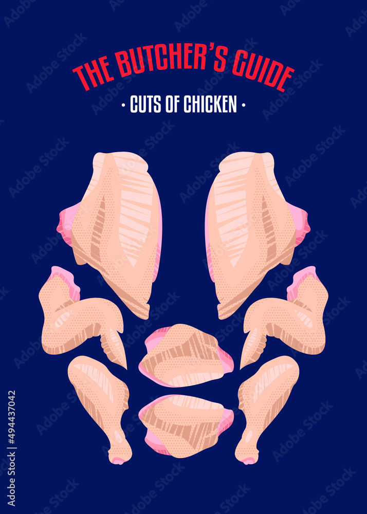 Stockvector Meat and Chicken cuts. Diagrams for butcher shop. Scheme of ...