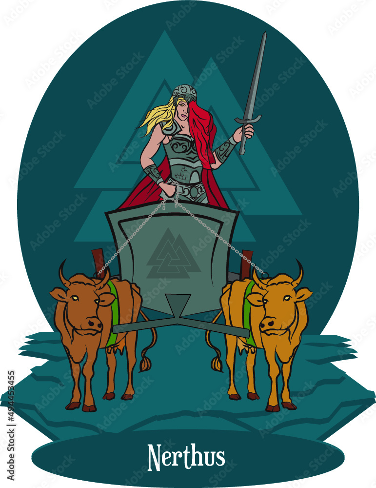 Isolated vector illustration of Nordic mythological goddess nerthus ...