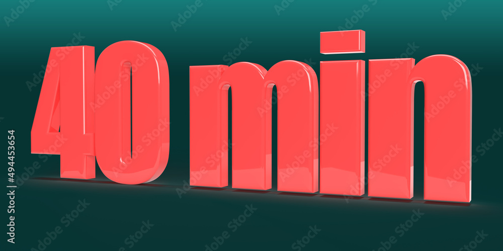 40 minute 3d rendering, time concepts, ilustração do Stock | Adobe Stock