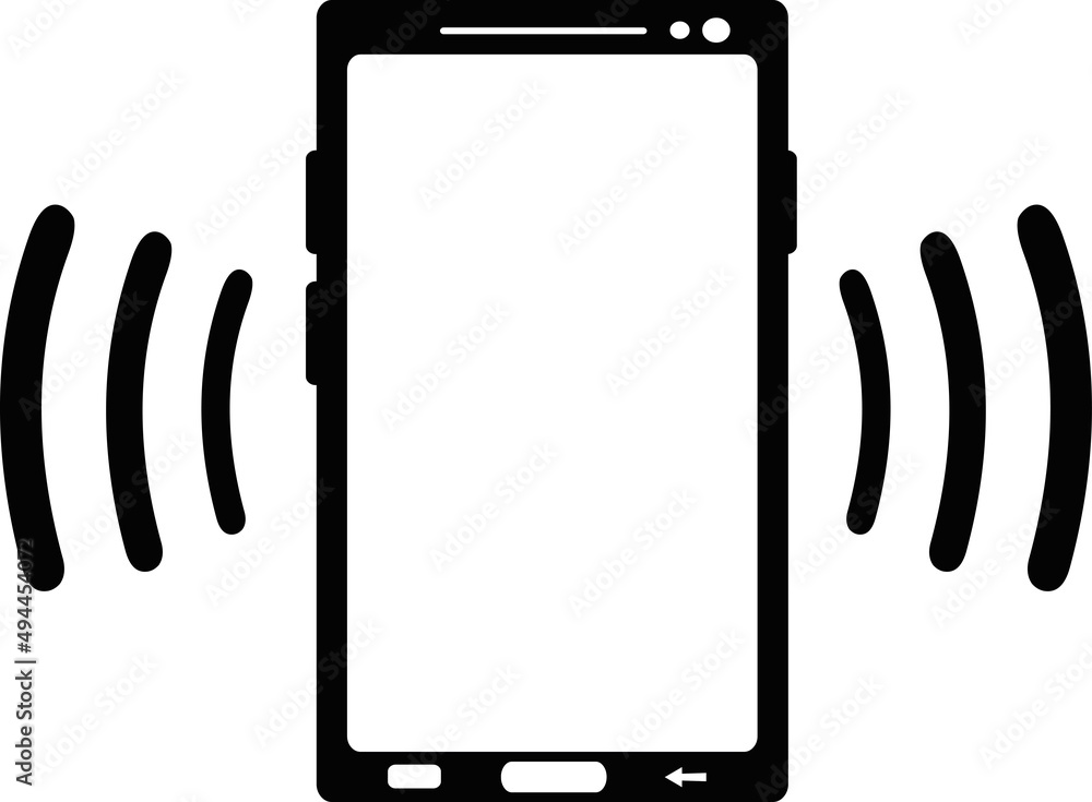Vector illustration of mobile phone icon in vibration mode, with ...