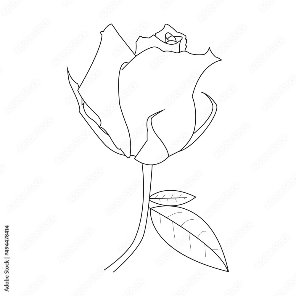 Beautiful Easy Roses Flowers Coloring book For Preschool Children. Cute ...