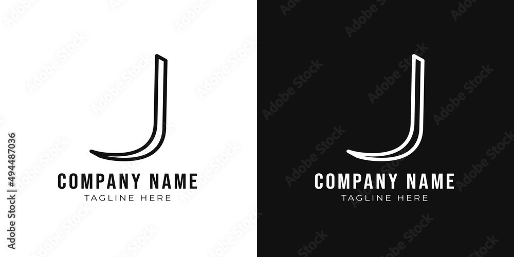 Initial letter j monogram logo design template. 3d outline style j logo ...