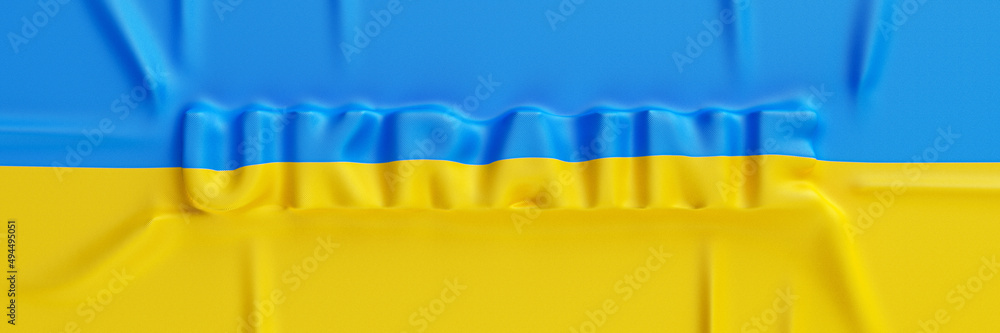 Ukraine. National Ukrainian flag of blue and yellow color on the ...