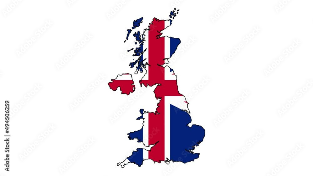 United Kingdom Map Outline Country Border on white background ...