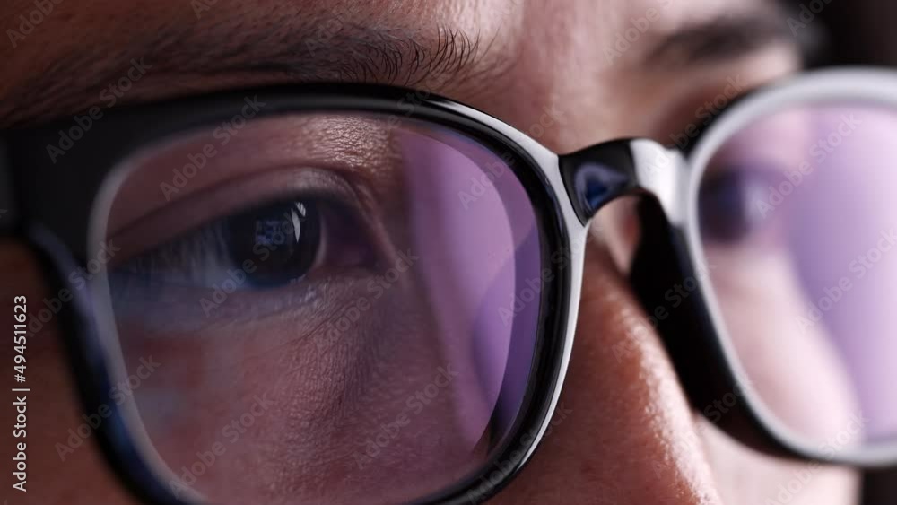 Close-up businesswomen wearing eyeglasses or computer glasses to filter ...
