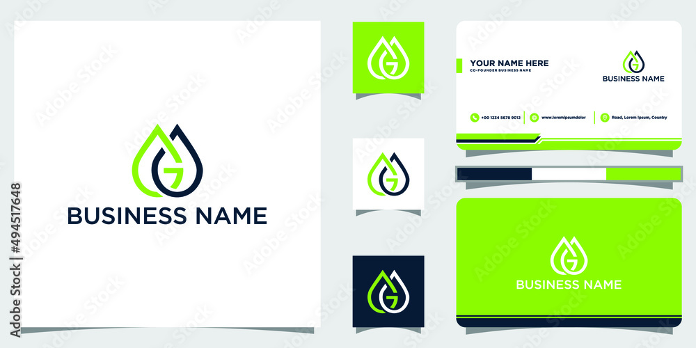 Letter G water drop logo icon design template elements with business ...