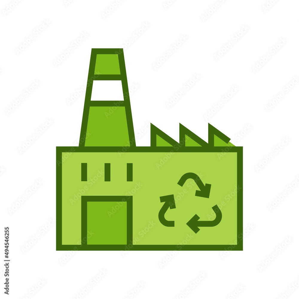 Garbage processing plant icon. Green manufacturing vector illustration ...