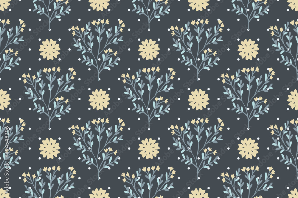 Vector design of a dark floral seamless pattern for wallpapers and ...