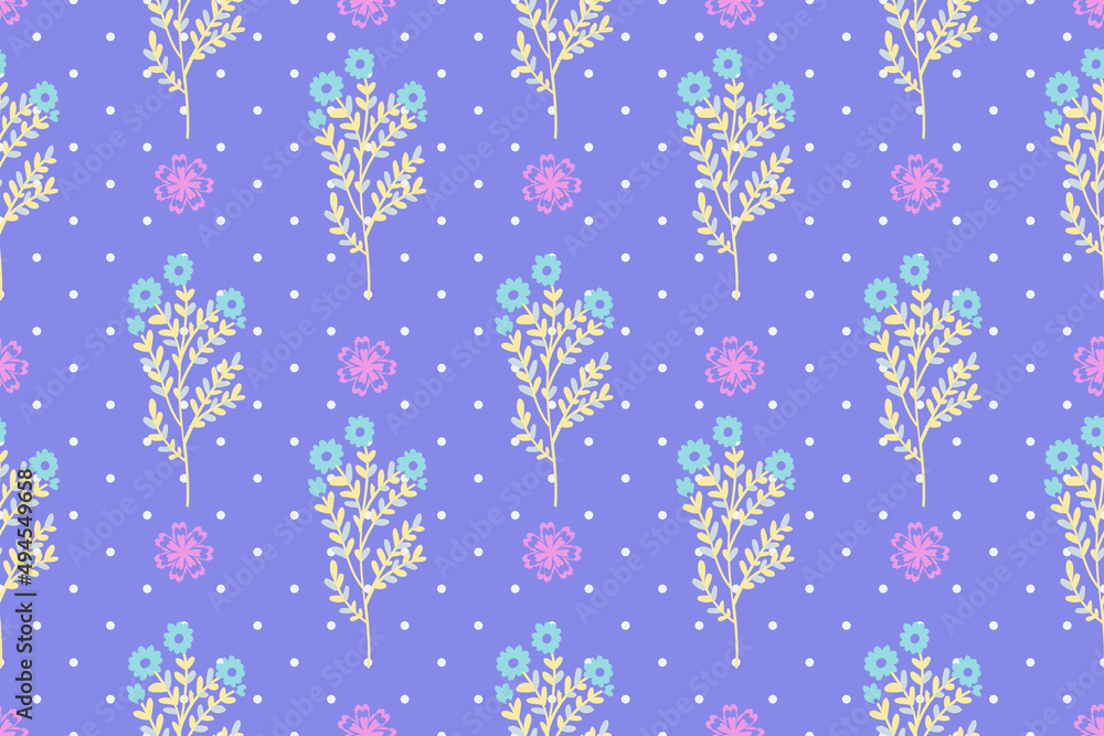 Vector design of a purple floral seamless pattern for wallpapers and ...
