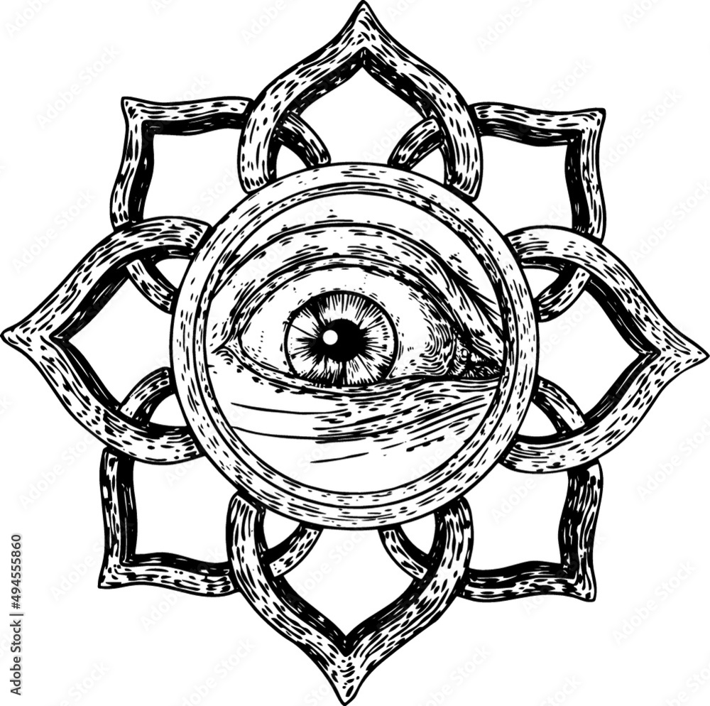 Vector of mystic or all-seeing eye drawing ink hand style Stock Vector ...