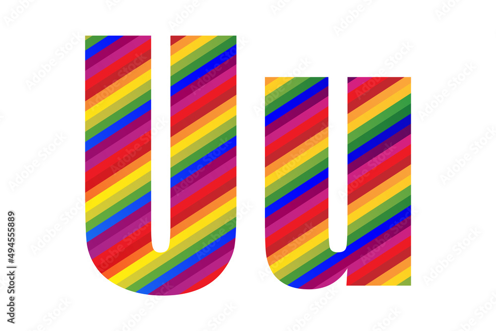 Letter Uu Rainbow Style. Modern Dynamic Colorful Alphabet Uu Vector ...