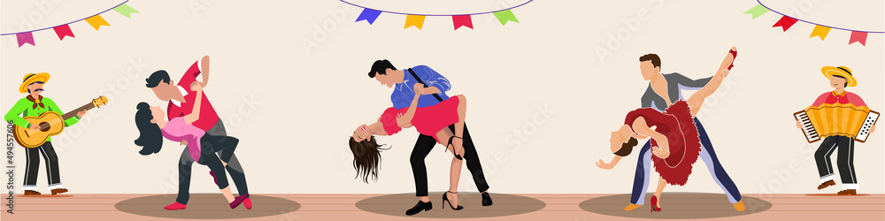 Professional dancers performing dance tango and rumba on the stage with ...