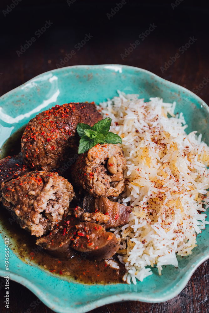Kibbe Summaqiyeh, kibbeh in sumac stock, meatball recipe from Aleppo ...