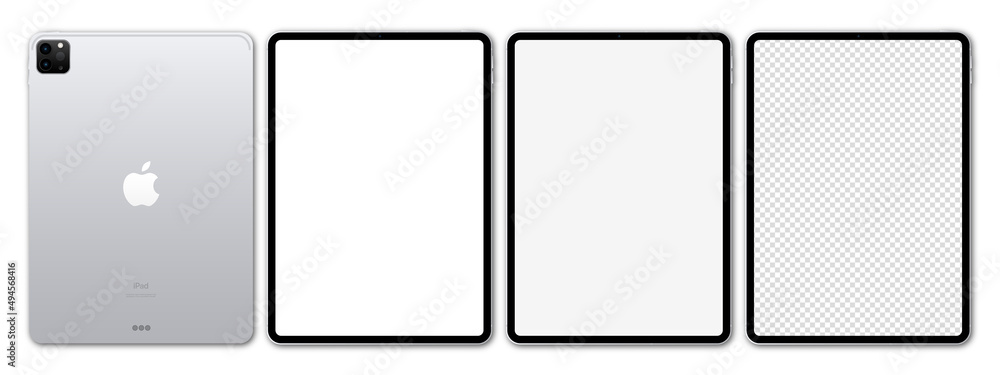 New Silver iPad pro by Apple Inc. Blank screen ipad and back side ipad ...
