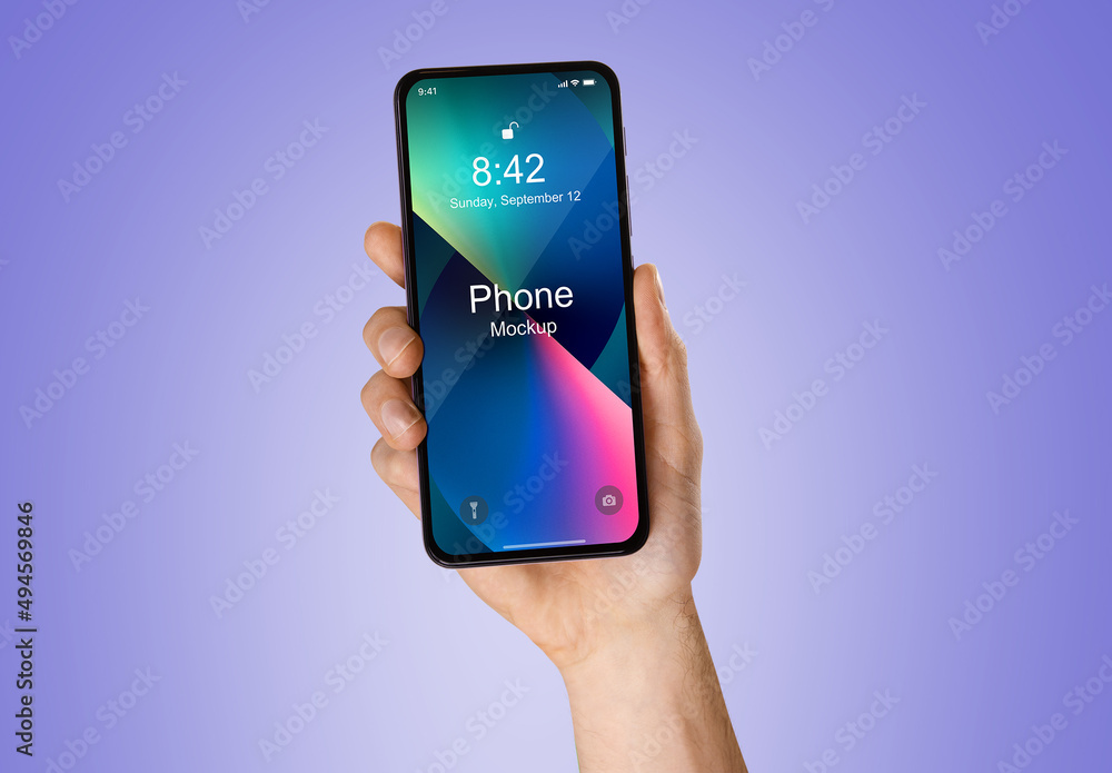 Phone Mockup in a Hand Stock Template | Adobe Stock