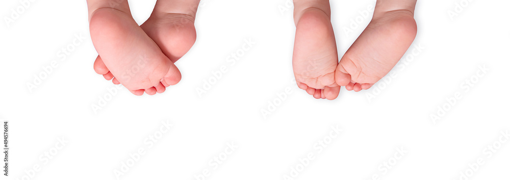 Baby feets isolated on white. Top view. Stock Photo | Adobe Stock