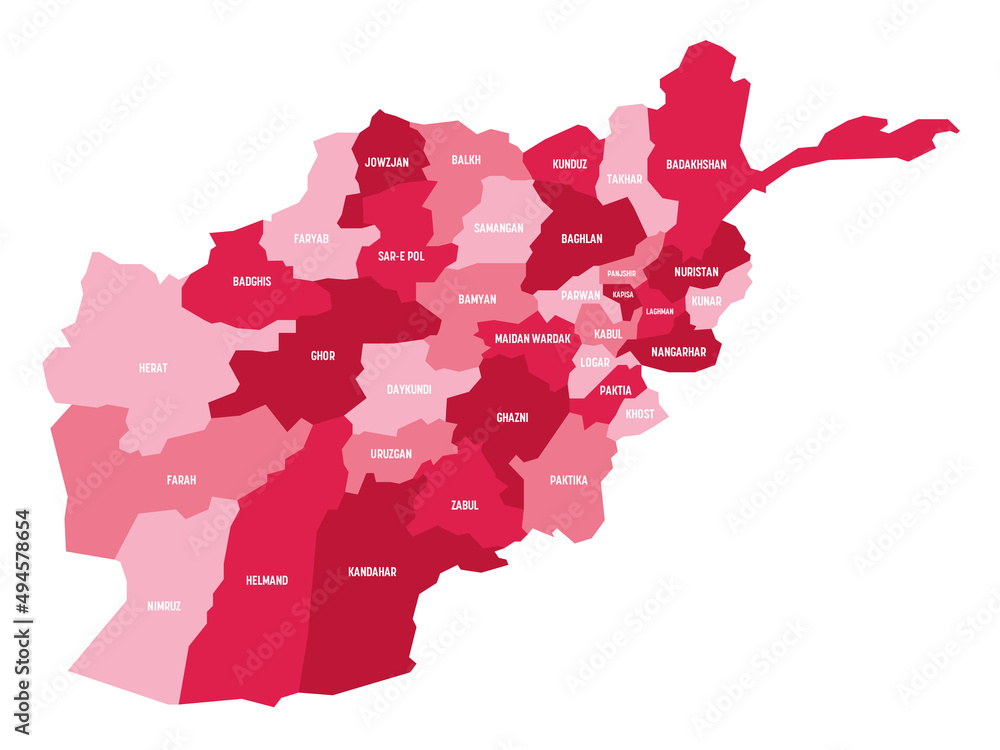 Afghanistan - regional map of provinces Stock Vector | Adobe Stock