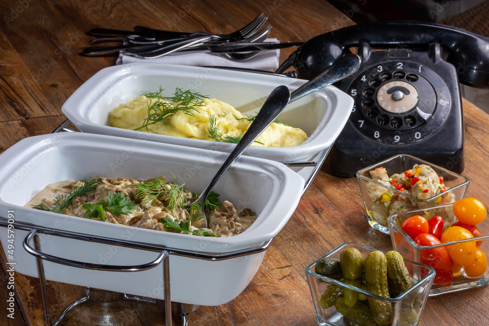 Stroganov beef, a traditional dish of Russian and Soviet cuisine and ...