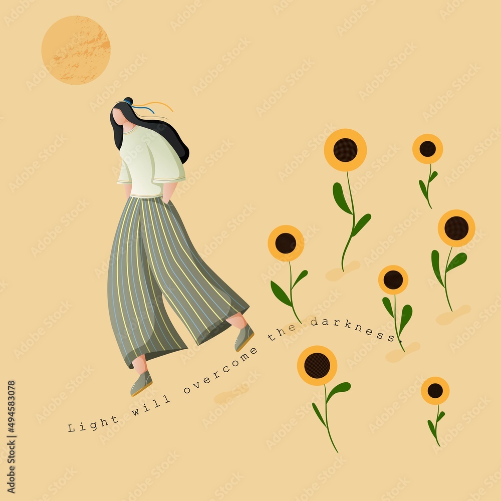 Think green ecology concept with young happy eco friendly woman. earth ...