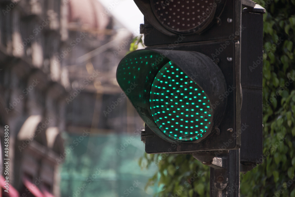 Traffic light showing green light to pass Stock-Foto | Adobe Stock