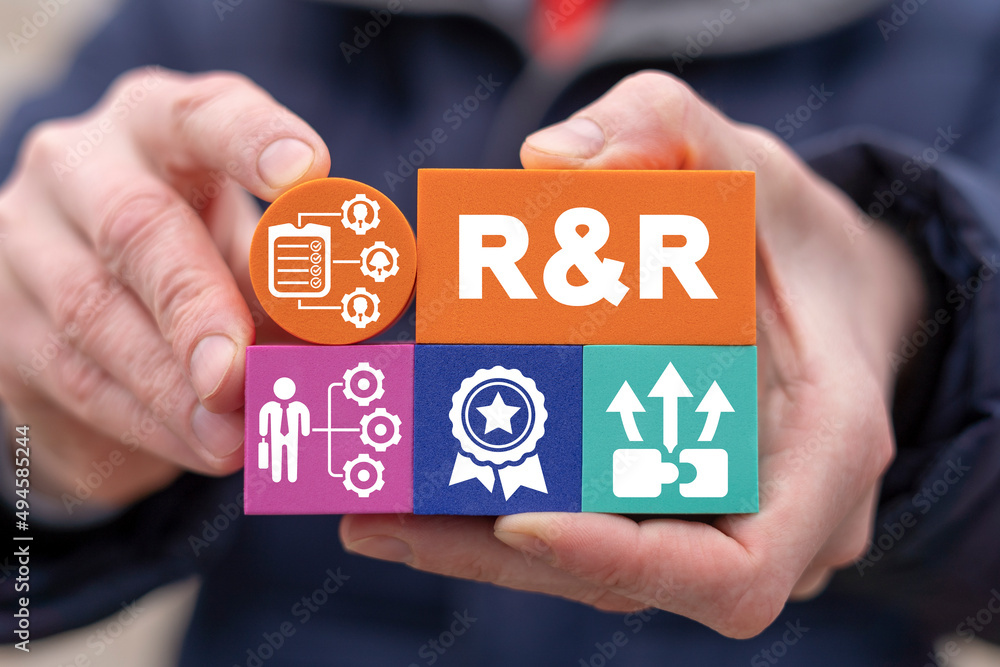 Foto de Concept of roles and responsibilities. Businessman holding ...