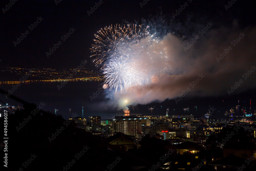 2019 Matariki fireworks. View from Brooklyn in Wellington, New Zealand ...