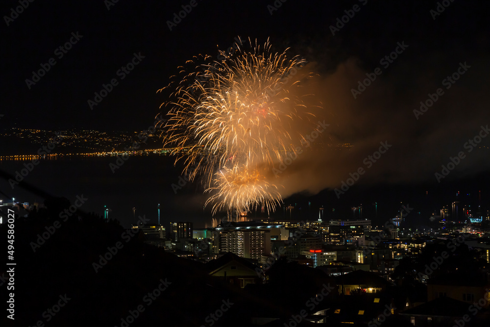 2019 Matariki fireworks. View from Brooklyn in Wellington, New Zealand ...