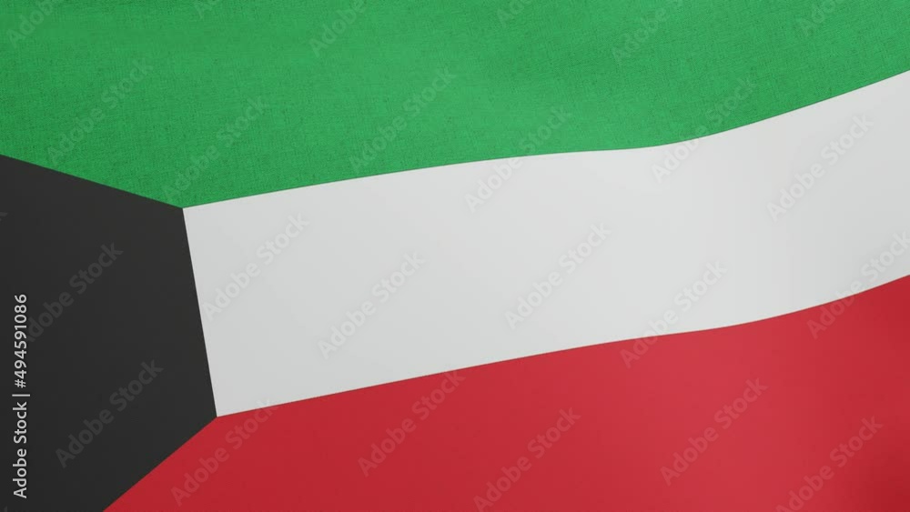 National flag of Kuwait waving original size and colors 3D Render, Alam ...