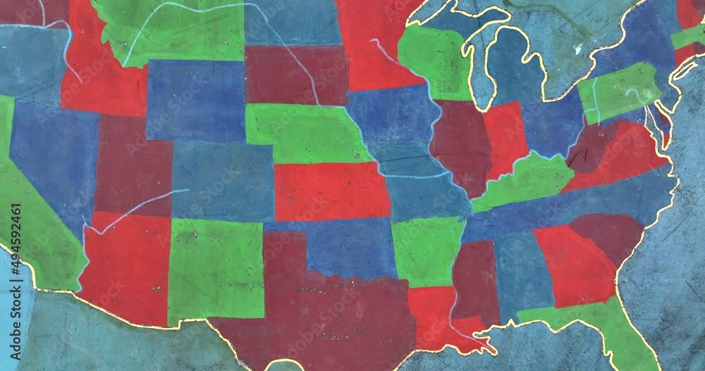 USA map of United States painted on driveway at school playground ...