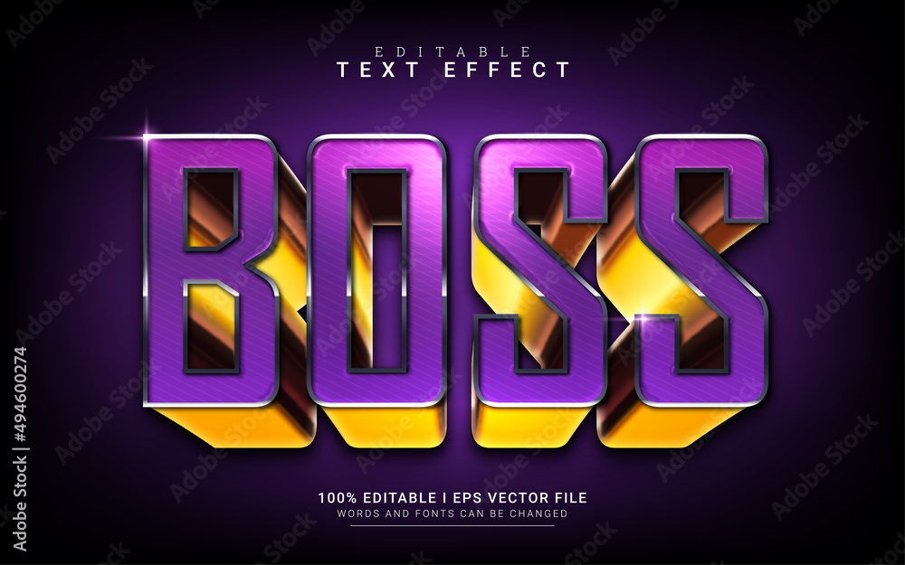 boss 3d style text effect Stock Vector | Adobe Stock