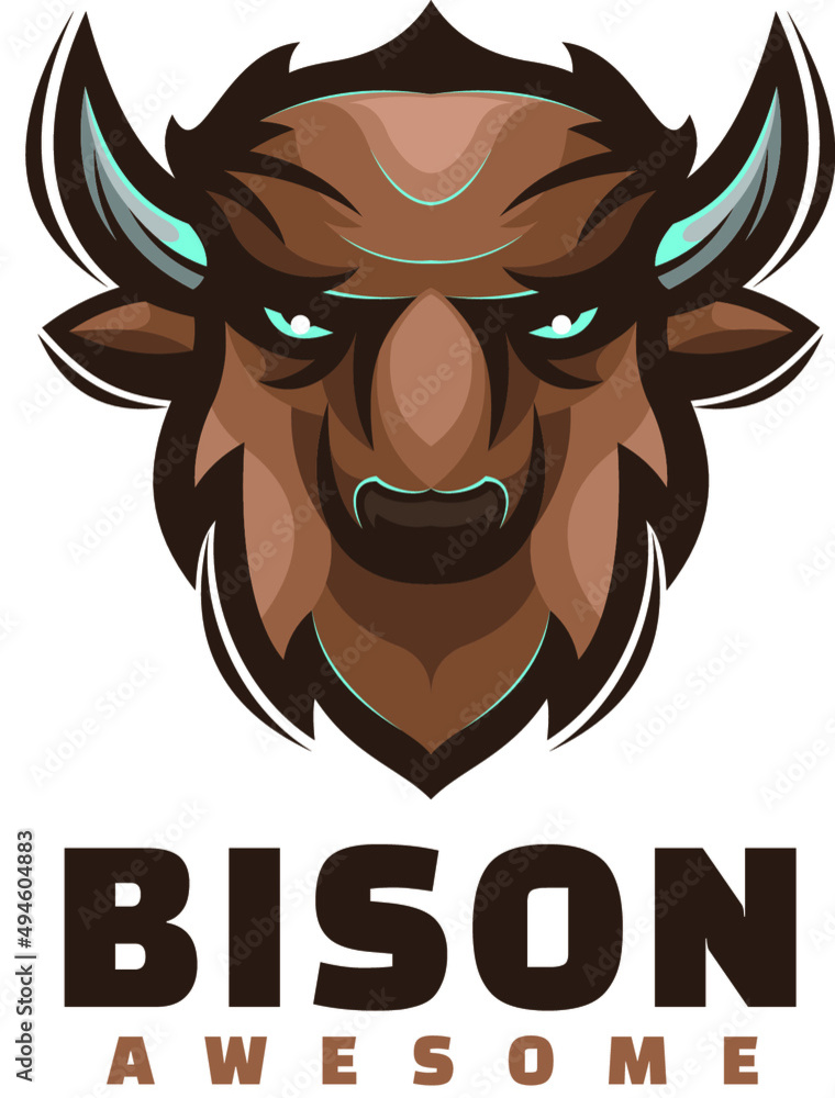 bison head character mascot logo Stock Vector | Adobe Stock