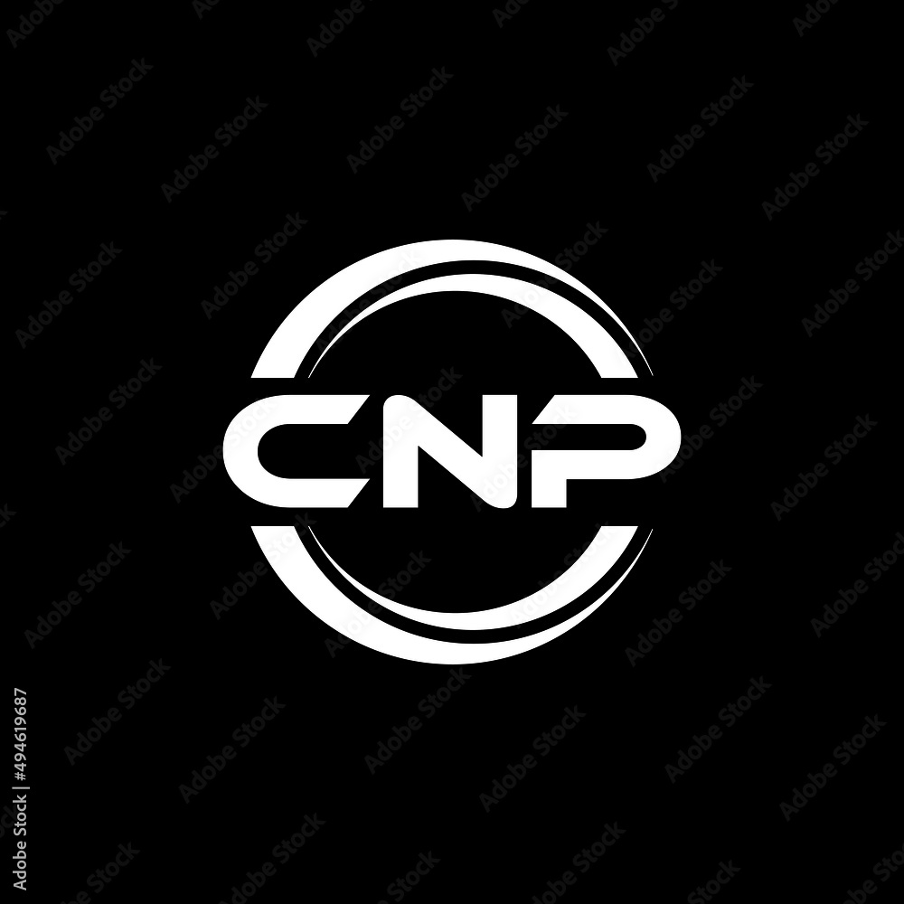 CNP letter logo design with black background in illustrator, vector ...