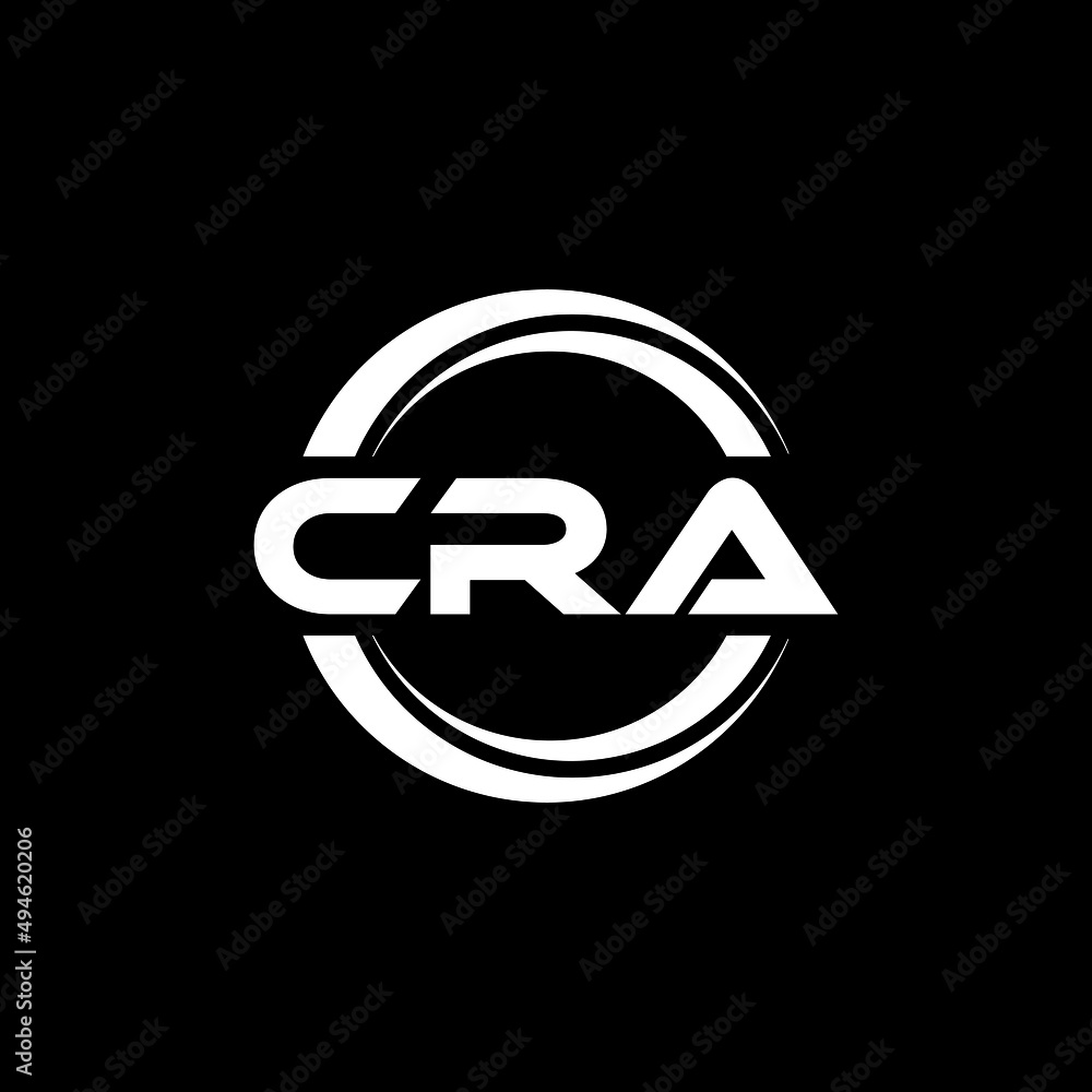 CRA letter logo design with black background in illustrator, vector ...