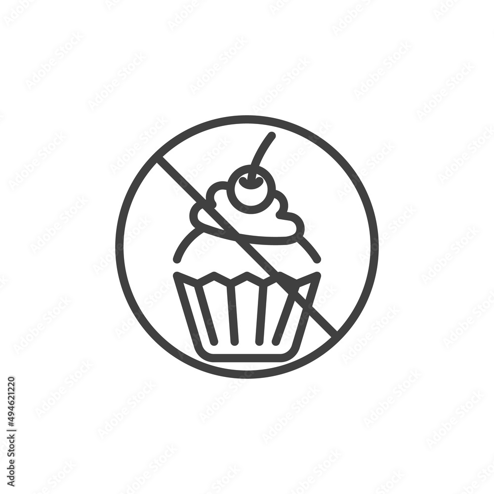 No sweets line icon Stock Vector | Adobe Stock