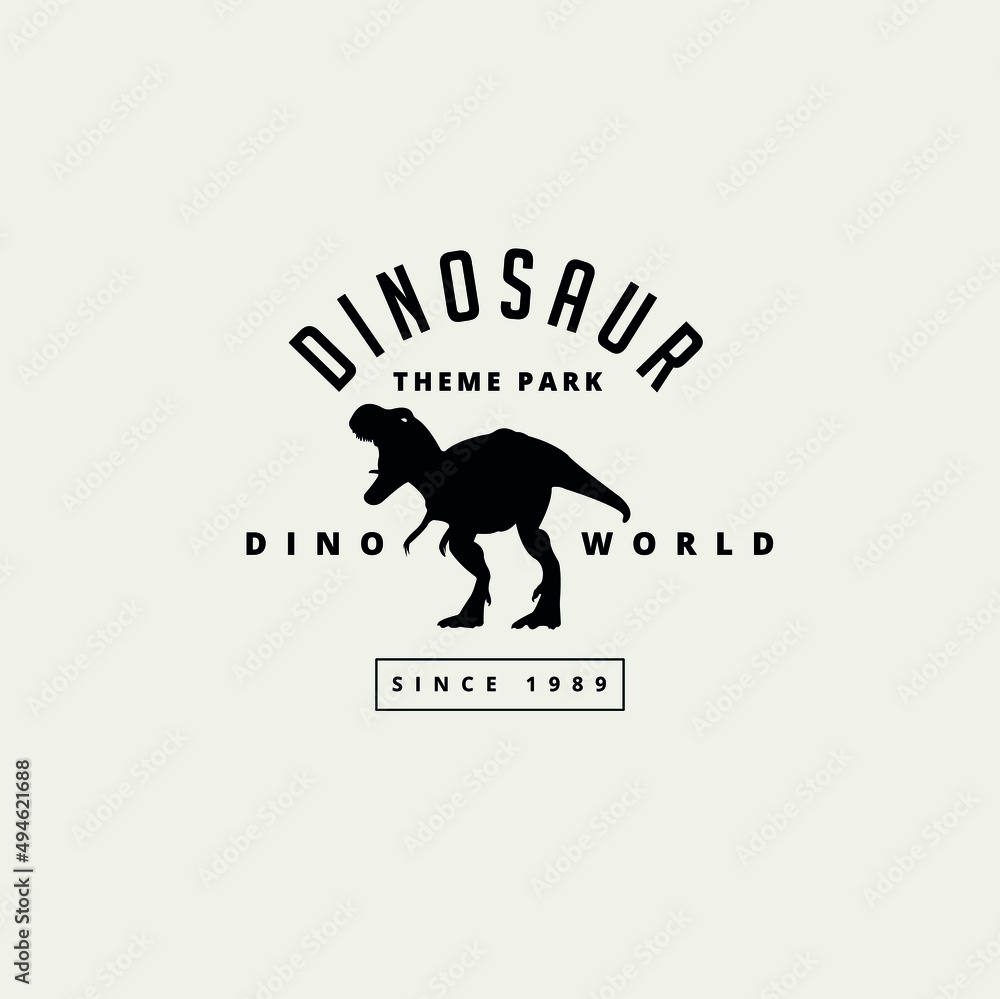 Handdrawn Dinosaur Logo design vector template theme park animal badge ...
