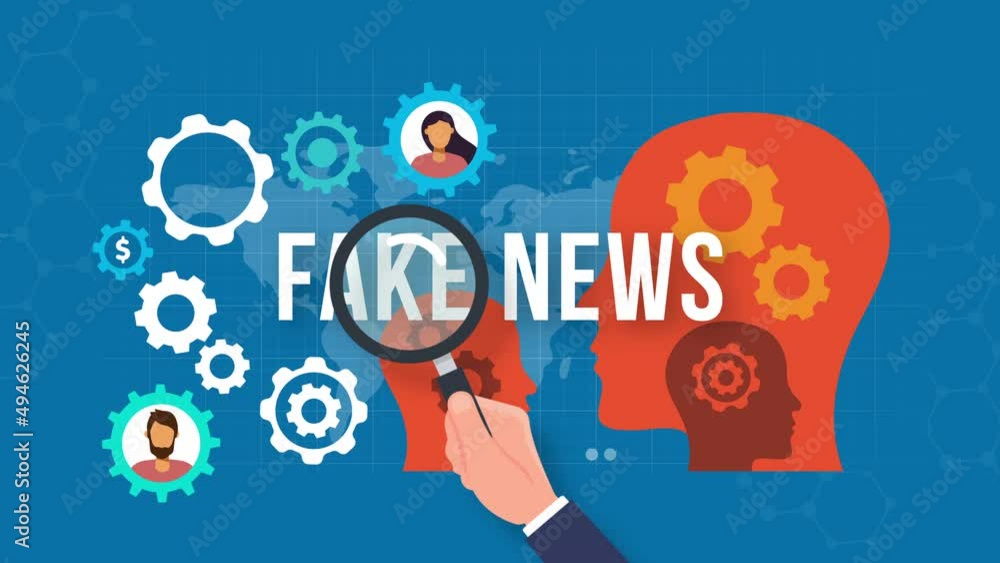 Fake news concept animation.gears and head thinking.4K motion animation ...