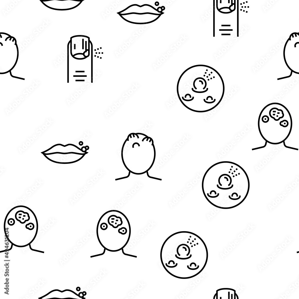 Skin Disease Symptom Vector Seamless Pattern Thin Line Illustration ...