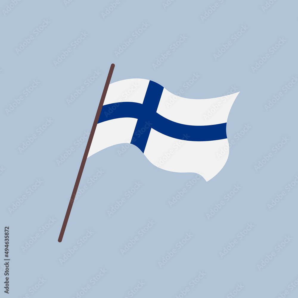 Waving flag of Finland country. Isolated finnish flag with blue cross ...