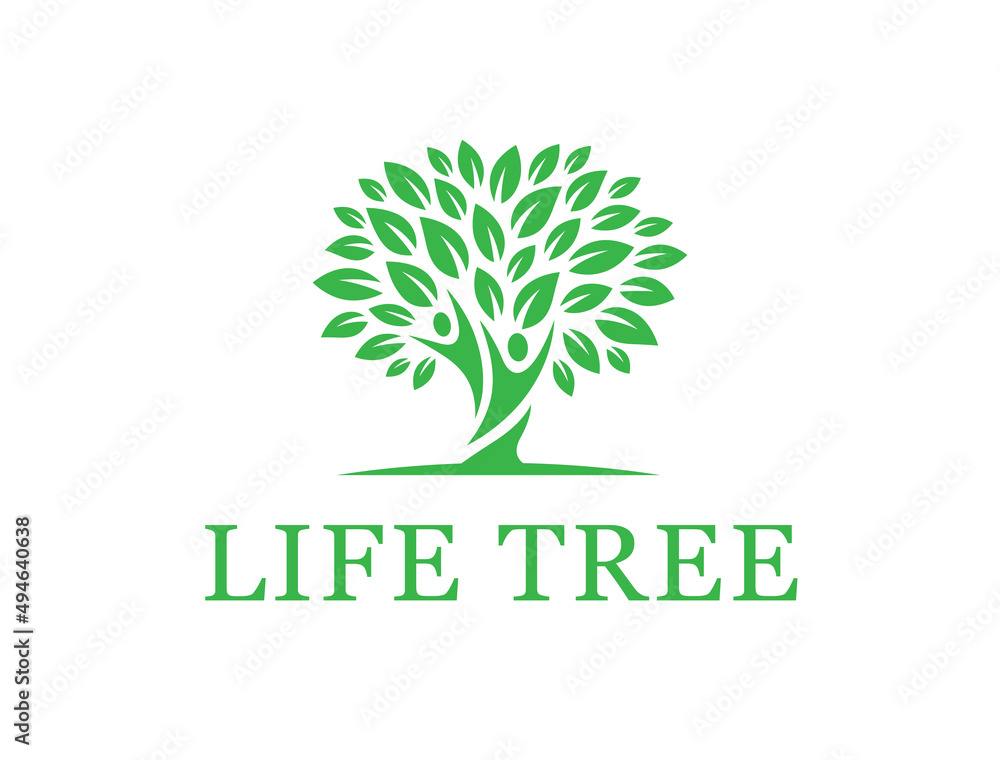 Abstract human life tree logo icon. Wellness nature symbol. People ...
