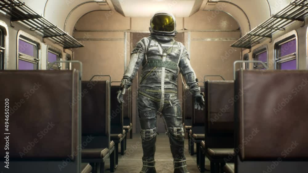 An astronaut is confused, on an interstellar space train hurtling at ...