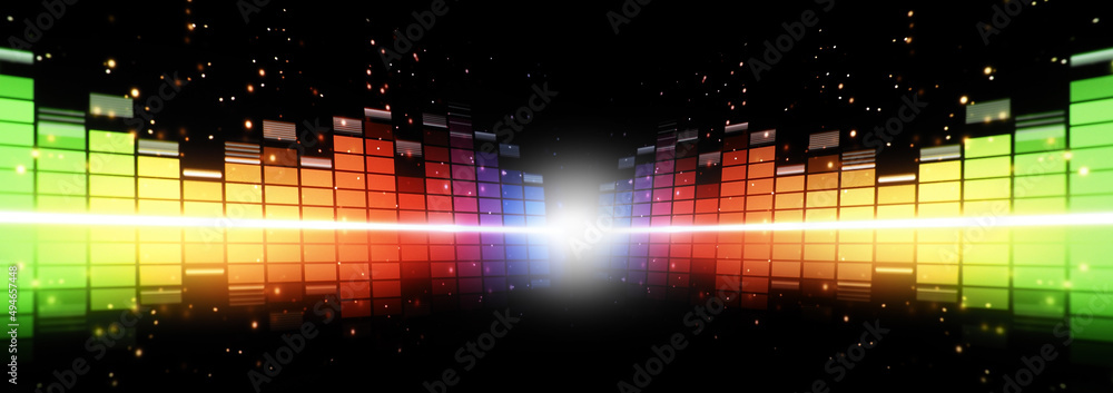 Sound equalizer. Wave pattern of music sounds element on monitor screen ...
