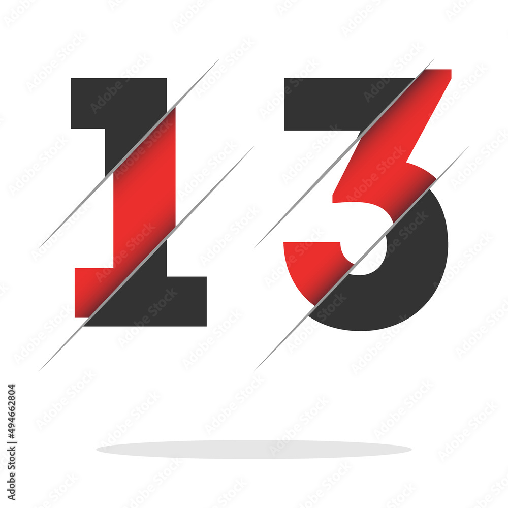 13 1 3 Number Logo Design with a Creative Cut and Black Circle ...