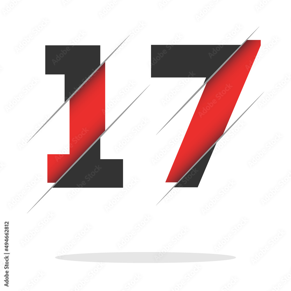 17 1 7 Number Logo Design with a Creative Cut and Black Circle ...