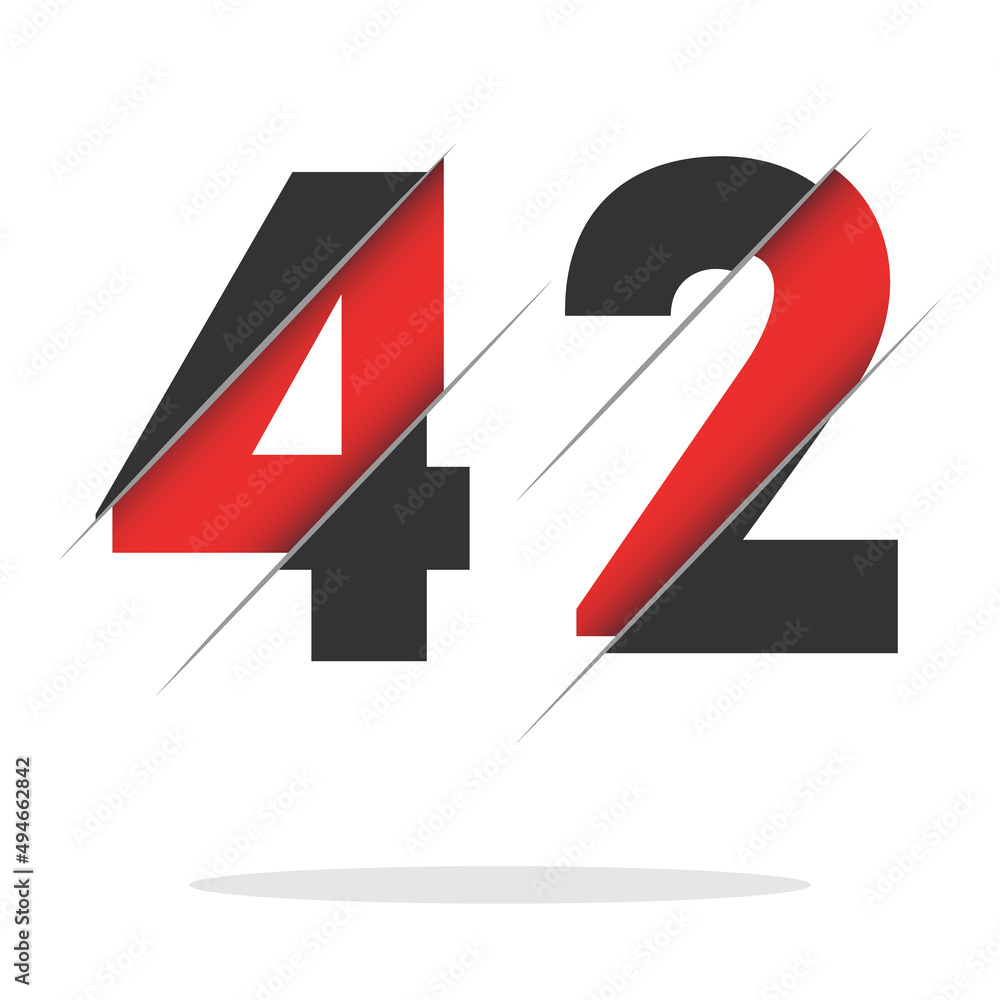 42 4 2 Number Logo Design with a Creative Cut and Black Circle ...