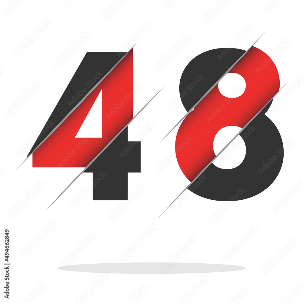 48 4 8 Number Logo Design with a Creative Cut and Black Circle ...